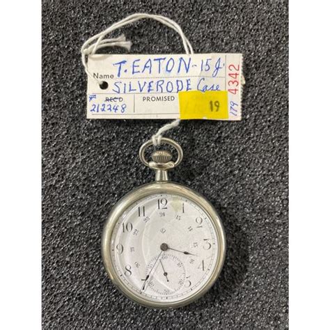 T Eaton 15 Jewel Silverode Threaded Case S 212248 24h Dial Size 14 Antique Pocket Watch Beck