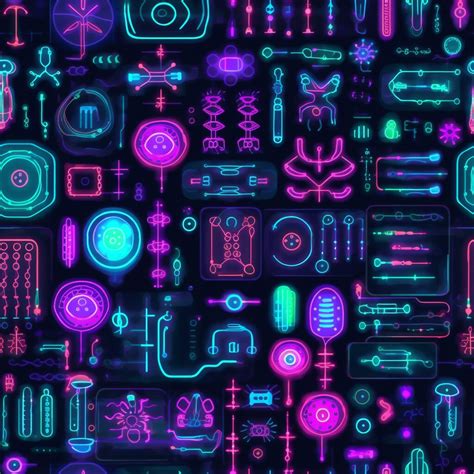 Hq Neon Circuit Board Seamless Patterns Pack 2 Unique Downloadable Paper Pack For Craft