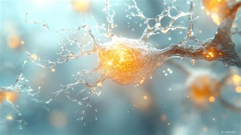 Neuron Cell Close Up In Digital Artwork Stock Illustration