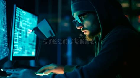 Closeup Of Coder In Goggles With Reflection Of Monitor With Code