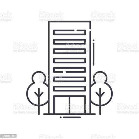 오피스 타워 아이콘 선형 격리 일러스트레이션 씬 라인 벡터 웹 디자인 사인 흰색 배경에 편집 가능한 스트로크가 있는 개요 개념 기호 0명에 대한 스톡 벡터 아트 및 기타