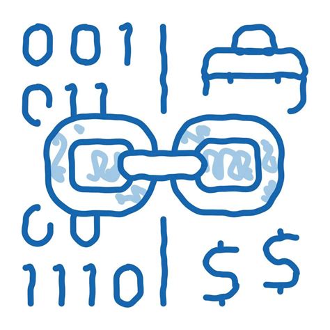 Linking Binary Code To Money Doodle Icon Hand Drawn Illustration