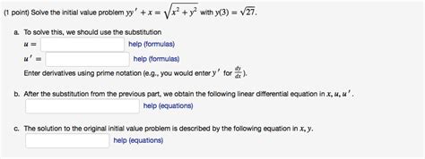 Solved Solve The Initial Value Problem To Solve This We Chegg Com