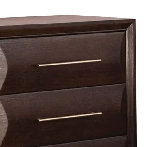 Nitz 6 Drawer Wide Dresser Espresso Brown Solid Wood Rose Gold