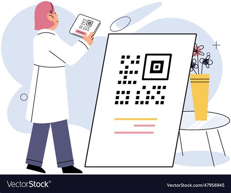 Woman Holding Phone With Qr Sign User Scanning Qr Vector Image
