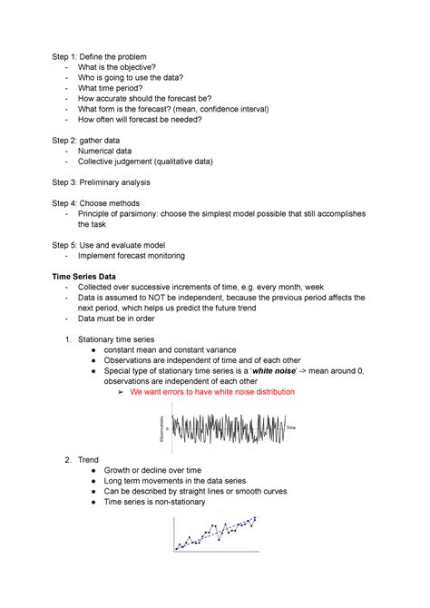 W3 Time Series Lecture Notes 3 Step 1 Define The Problem What Is The Objective Who Is