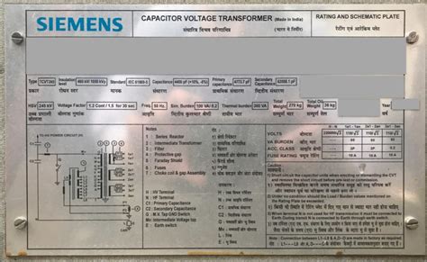 Nameplate Details Of Capacitive Voltage Transformer Cvt Explained