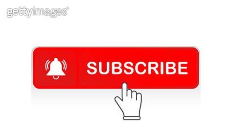Red Subscribe Button With Mouse Pointer And Notification Bell Icon Flat