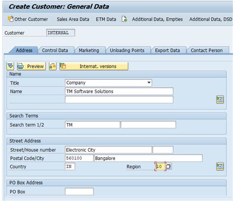 create customer master record in sap customer master data