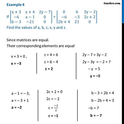 Example 4 Find Values Of A B C X Y And Z If Examples