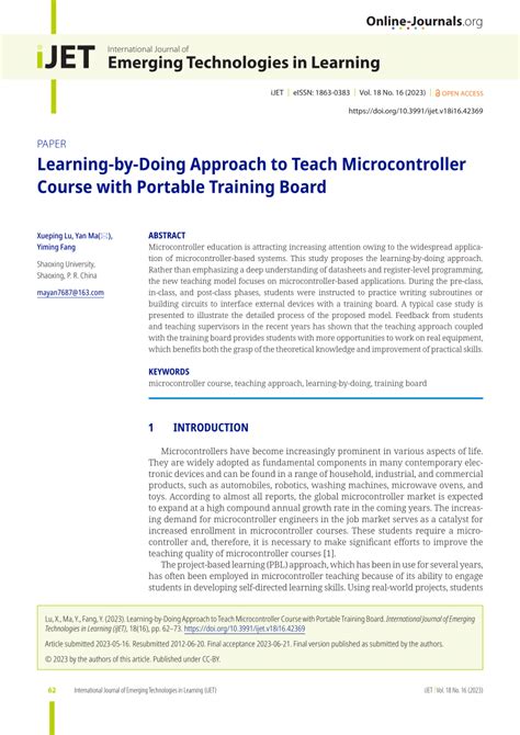 Pdf Learning By Doing Approach To Teach Microcontroller Course With Portable Training Board