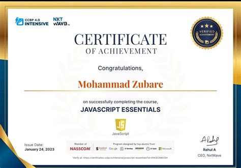 Zubare Mohammad On Linkedin Nxtwave Ccbp Rahulattuluri Javascriptessentials