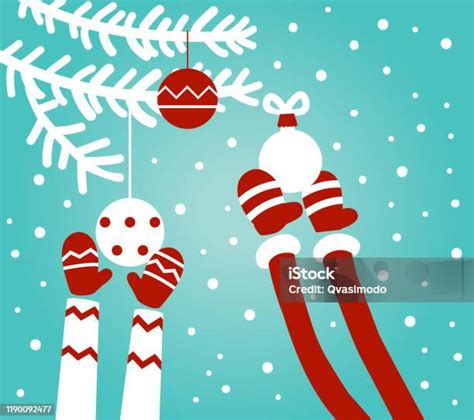 휴일 장난감 크리스마스 트리를 장식하는 아이들 귀여운 겨울 휴가 카드입니다 세련된 크리스마스와 새해 벡터 일러스트 12월에 대한 스톡 벡터 아트 및 기타 이미지 Istock