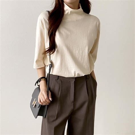 여자 하이넥 폴라 7부 면티 무지 이너 기본 티셔츠 홈플러스 익스프레스