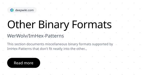 Other Binary Formats Werwolvimhex Patterns Deepwiki