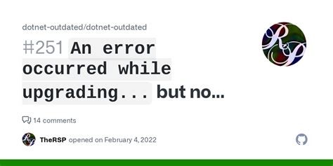 `an Error Occurred While Upgrading` But No Error Message · Issue