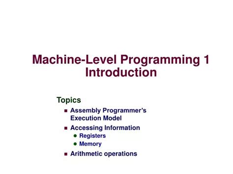 Ppt Machine Level Programming 1 Introduction Powerpoint Presentation