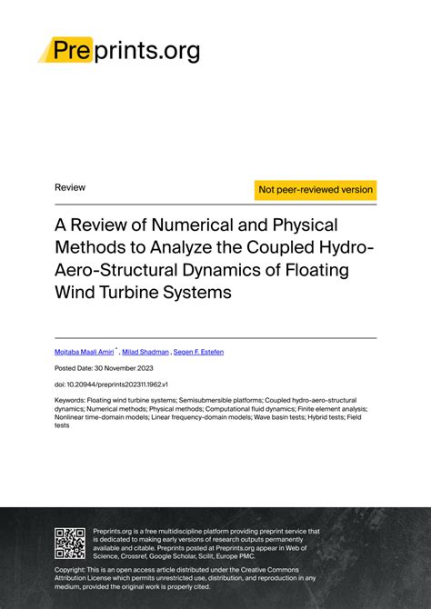Pdf A Review Of Numerical And Physical Methods To Analyze The Coupled Hydro Aero Structural