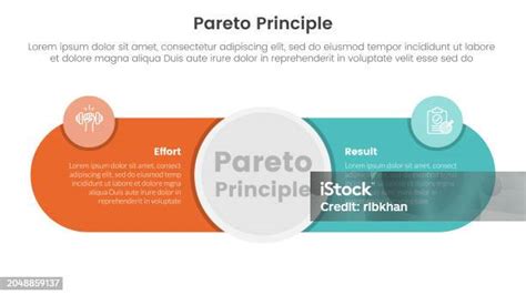 파레토 원리 비교 또는 인포그래픽 템플릿 배너에 대한 개념 큰 원 중심과 두 점 목록 정보가 있는 둥근 모양 0명에 대한 스톡 벡터 아트 및 기타 이미지 Istock