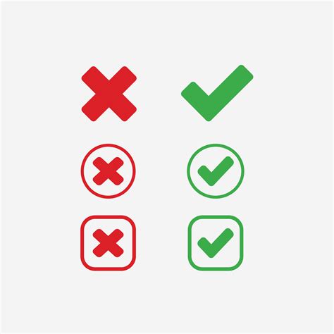 Check And Wrong Icon Vector Set Green Tick Red Cross Set Of Check Marks Vector Art