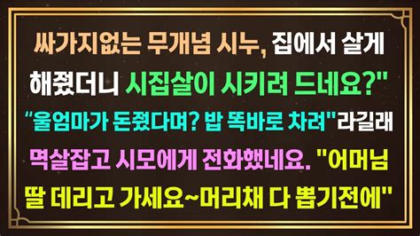 사이다사연 싸가지 없는 무개념 시누집에서살게 해줬더니 시집살이 시키려 하네요울엄마가 돈줬다며밥똑바로해 라길래 시모에게 전화했네요어머님 딸 데리고 가세요 머리채