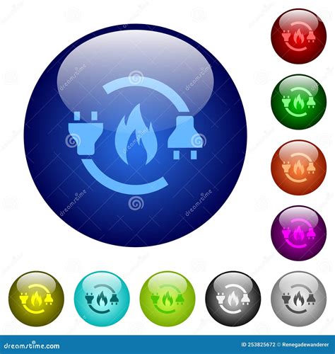 Gas Energy Color Glass Buttons Stock Vector Illustration Of Icons Combust 253825672