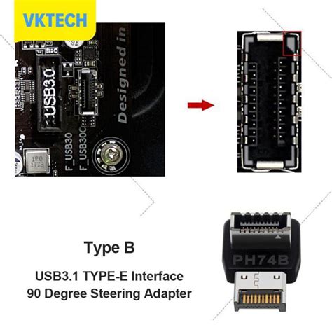 Universal Usb Header Adapter Computer Motherboard Type C Usb3 1 Type E 90 Degree Converter