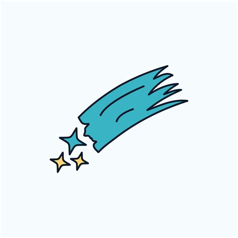 Asteroid Astronomy Meteor Space Comet Flat Icon Green And Yellow Sign And Symbols For