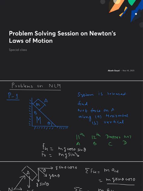 Problem Solving Session On Newtons Laws Of Motion With Anno Pdf