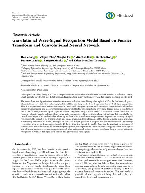 Pdf Gravitational Wave Signal Recognition Model Based On Fourier Transform And Convolutional
