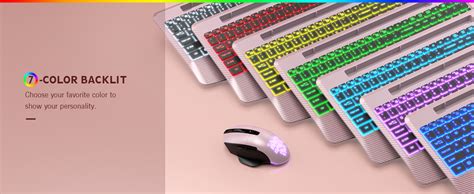 Wireless Keyboard And Mouse Backlits Wrist Rest Jiggler Mouse Rechargeable