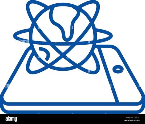 Mobile Global Network Line Icon Concept Mobile Global Network Flat Vector Symbol Sign Outline