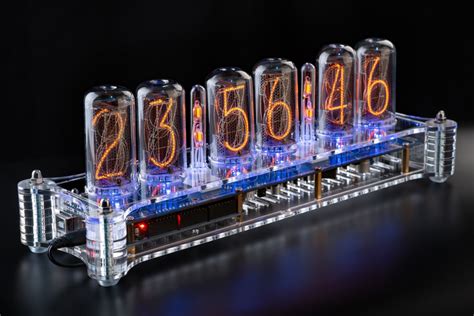 In 18 Shield Nixie Clock With Sockets And Columns In A Clear Acrylic Case Smf Rgb Usb Tunes
