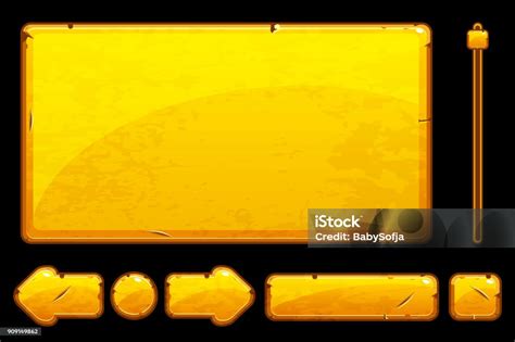 오래 된 황금 자산과 버튼 Ui 게임에 대 한 만화 그래픽 사용자 인터페이스에 대한 스톡 벡터 아트 및 기타 이미지 그래픽 사용자 인터페이스 널판지 여가활동 게임