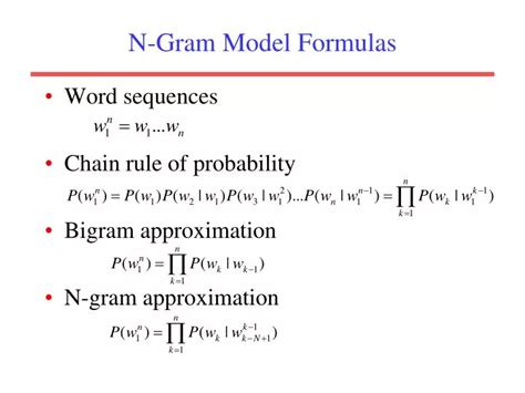 Ppt N Gram Model Formulas Powerpoint Presentation Free Download Id3147634