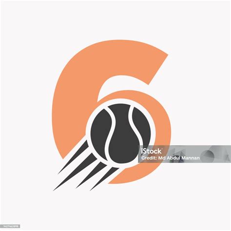 초기 편지 6 테니스 로고 개념 움직이는 테니스 볼 아이콘 테니스 스포츠 로고 타입 심볼 벡터 템플릿 Championship에