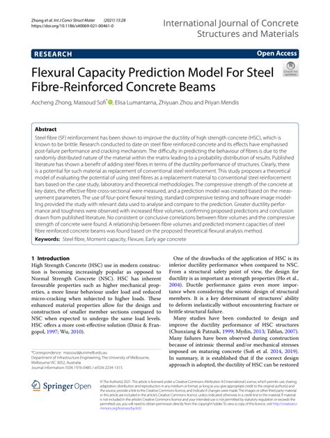 Pdf Flexural Capacity Prediction Model For Steel Fibre Reinforced Concrete Beams