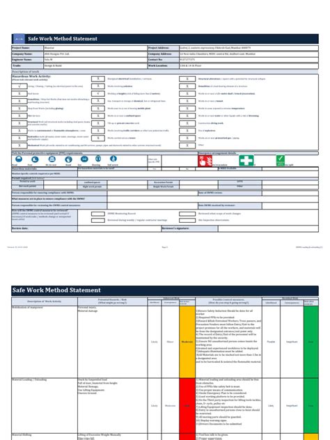 Swms Loading And Unloading 1 Pdf Personal Protective Equipment Risk