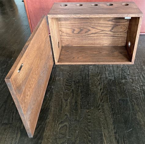 Custom Solid Oak Cable Management Box With 7 Access Holes And Hinged