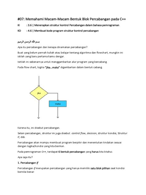 Memahami Macam Macam Bentuk Blok Percabangan Pada C Pdf