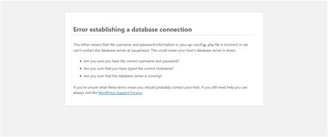 wordpress database connection error fix