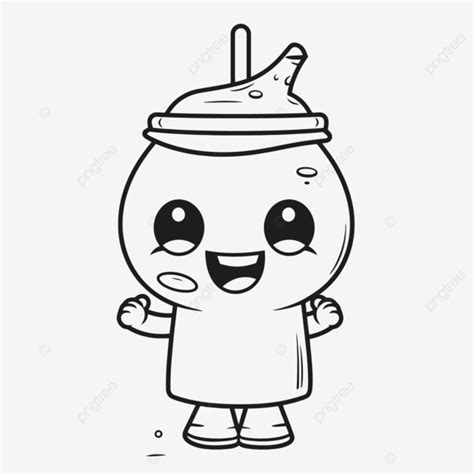 카와이 티 음료 색칠 페이지 개요 스케치 드로잉의 만화 일러스트 벡터 만화 일러스트 벡터 일러스트 색칠 일러스트 Png 일러스트 및 벡터 에 대한 무료 다운로드