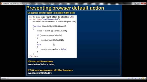 Preventing Browser Default Action Youtube