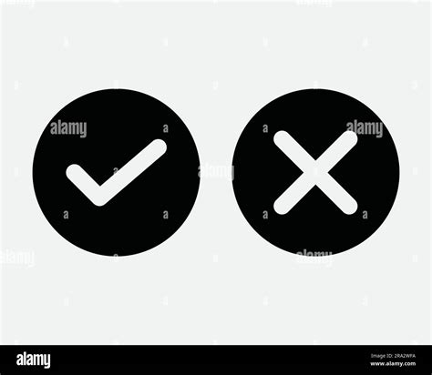 Tick And Cross Icon Right Wrong Checkmark Check X Yes No Choice Vote Confirm Select Reject Black