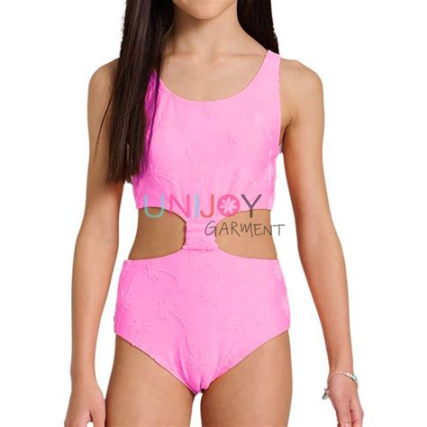 Toweling Jacquard Custom Swimwear Teen Girls Terry One Piece Swimsuit