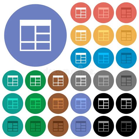 Spreadsheet Vertically Merge Table Cells Round Flat Multi Colored Icons Stock Vector