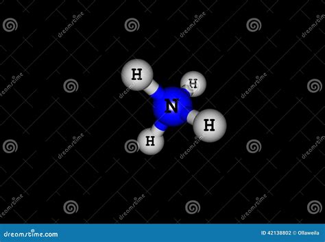 Ammonium Molecular Structure Isolated On Black Stock Illustration