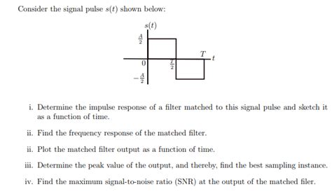 Solved Consider The Signal Pulse S T Shown Below 1 T I