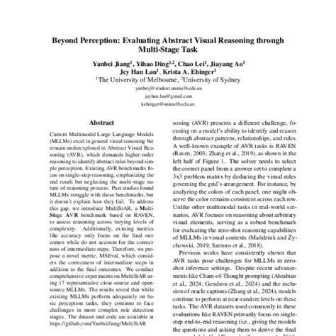 Beyond Perception Evaluating Abstract Visual Reasoning Through Multi Stage Task Acl Anthology