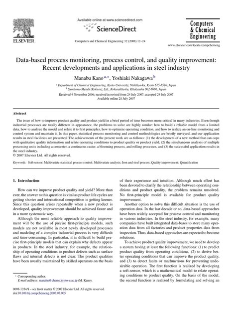 Data Based Process Monitoring Process Control And Quality Improvement